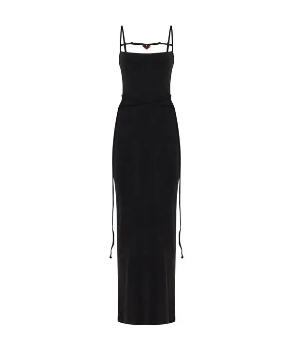 Ottolinger Logo Charm Maxi Slip Dress - Black
