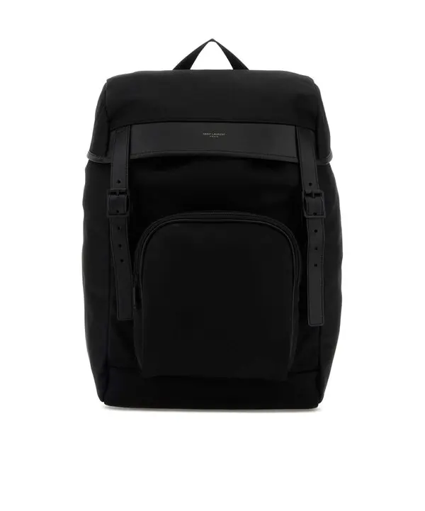 Saint Laurent Foldover Top City Backpack - Black
