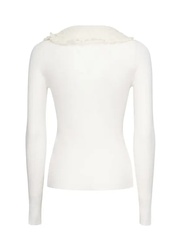 Chloé Lace Collar Long Sleeve Knit Shirt