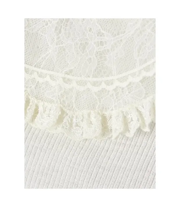 Chloé Lace Collar Long Sleeve Knit Shirt