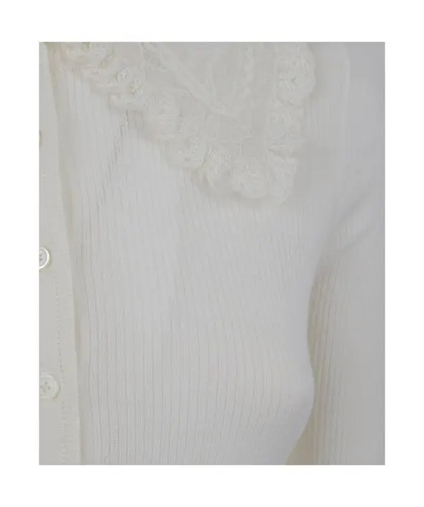 Chloé Lace Collar Long Sleeve Knit Shirt