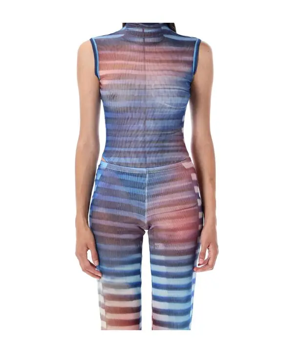 JEAN PAUL GAULTIER Sleeveless High Neck Printed Bodysuit - Multicolor
