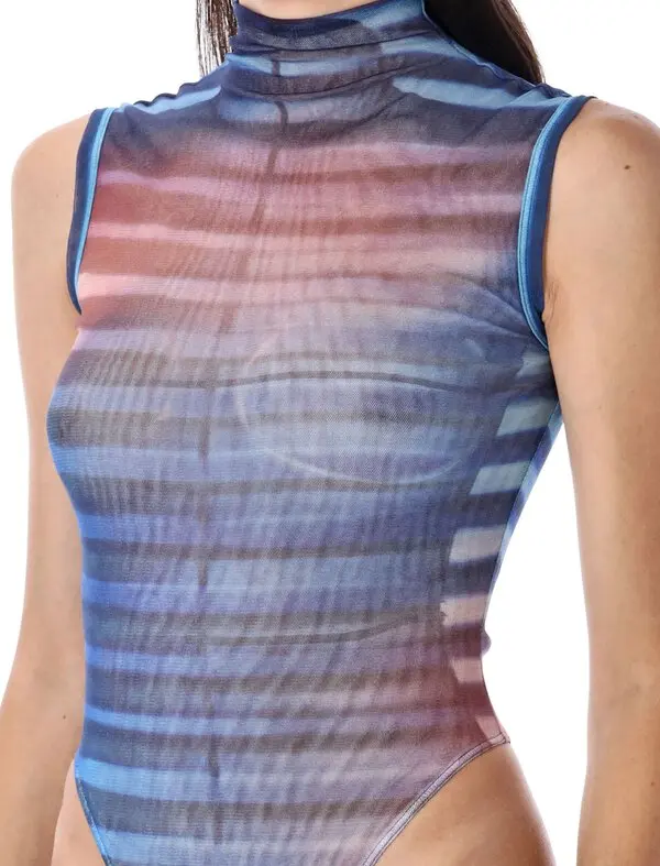 JEAN PAUL GAULTIER Sleeveless High Neck Printed Bodysuit