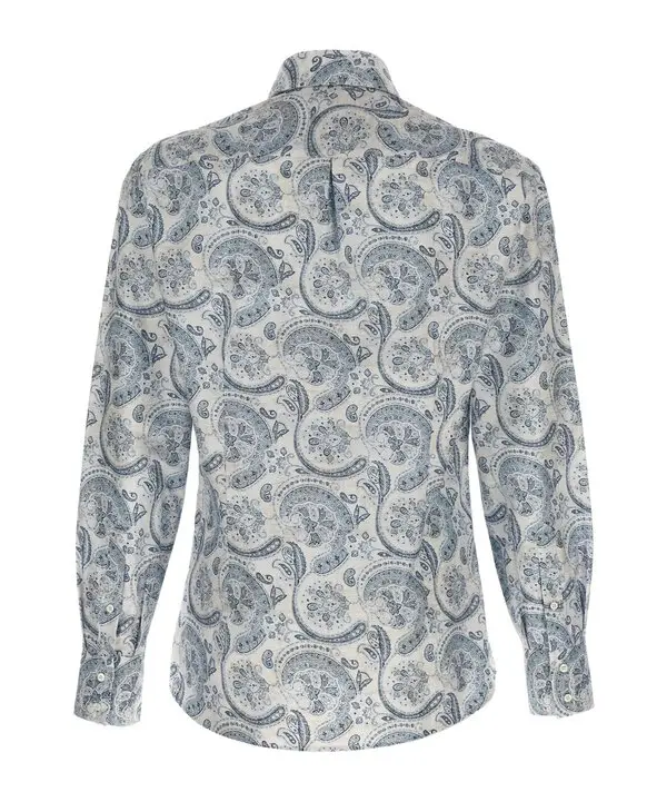 Brunello Cucinelli Pattern-printed Button-up Shirt - Blue