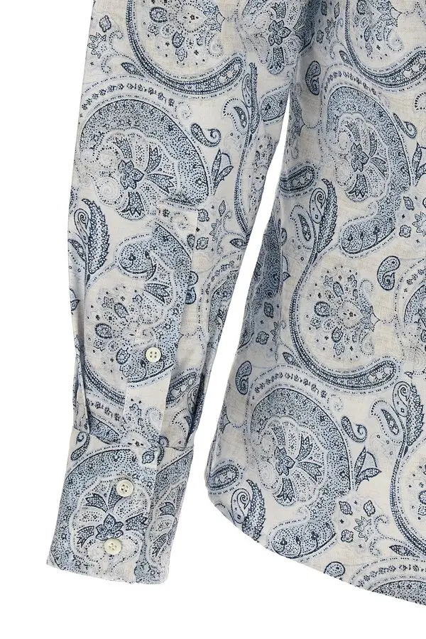 Brunello Cucinelli Pattern-printed Button-up Shirt - Blue