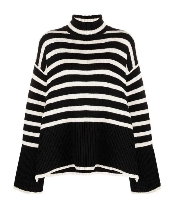 TOTEME Striped Roll Neck Jumper - Black