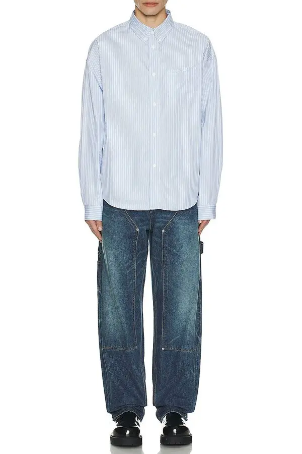 Givenchy Striped Long-sleeved Shirt - Light Blue