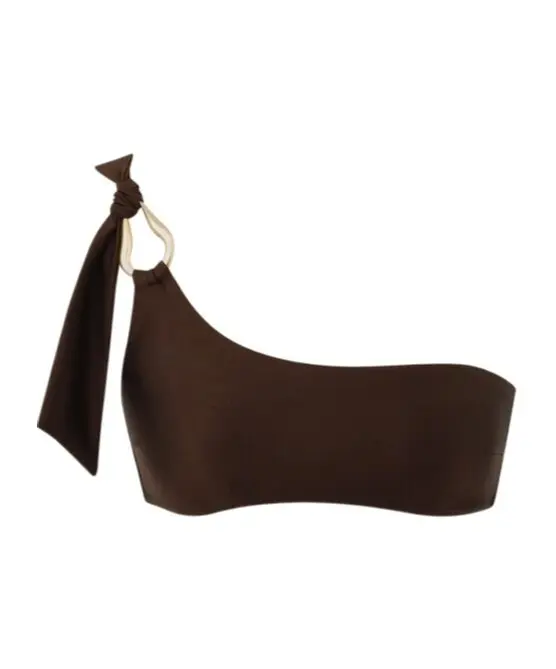 Zimmermann Ascension One Shoulder Bikini Top - Chocolate
