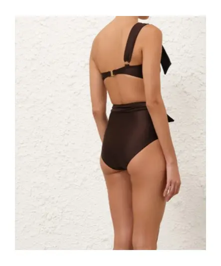 Zimmermann Ascension One Shoulder Bikini Top - Chocolate