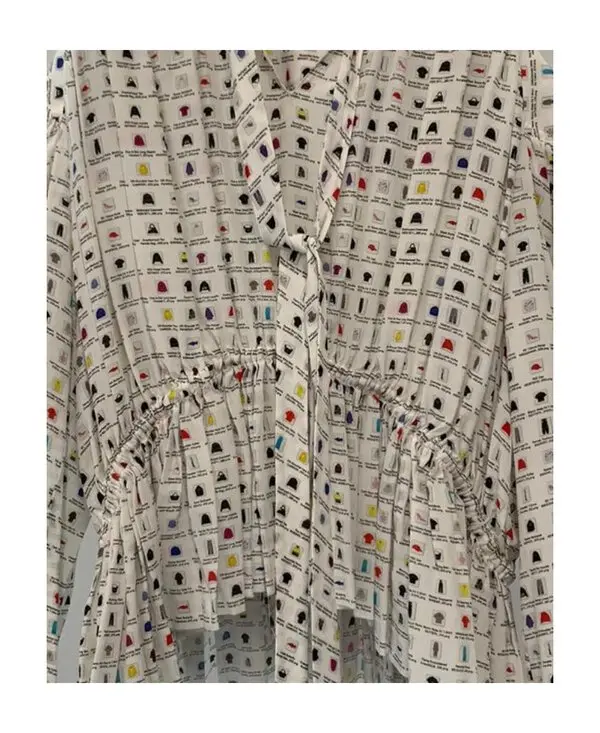 Balenciaga Printed Long-sleeved Blouse With Pleated Details