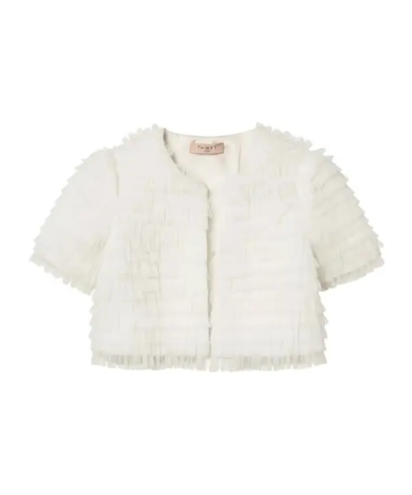 TWINSET Pleated Cropped Jacket With Ruffles - White