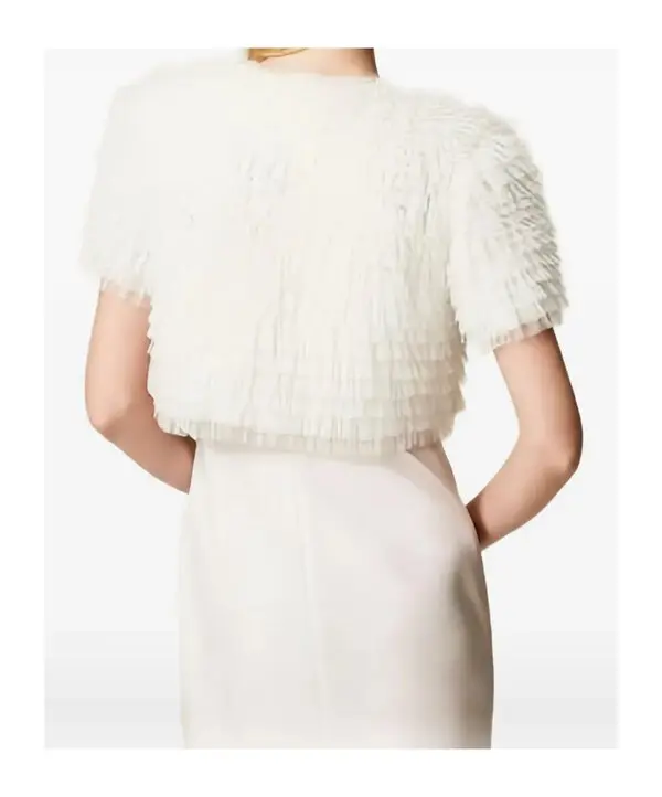TWINSET Pleated Cropped Jacket With Ruffles - White