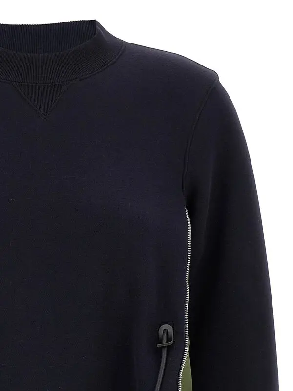 Sacai Sponge Mini Dress With Nylon Inserts - Navykhaki