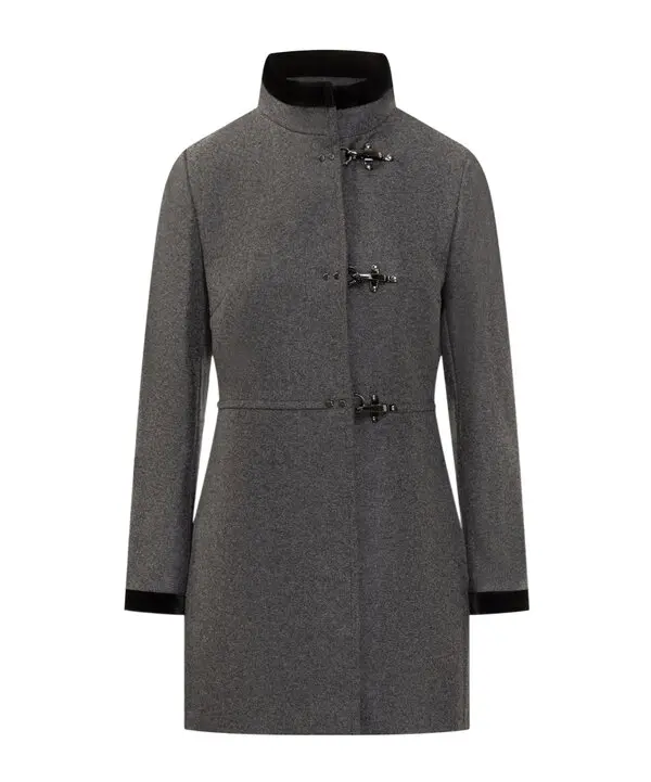 FAY Virginia Wraparound Collar Coat - Black