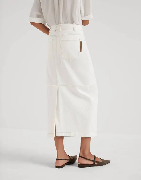 Brunello Cucinelli High-waist Midi Skirt With Straight Hem