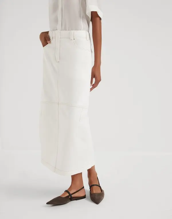 Brunello Cucinelli High-waist Midi Skirt With Straight Hem