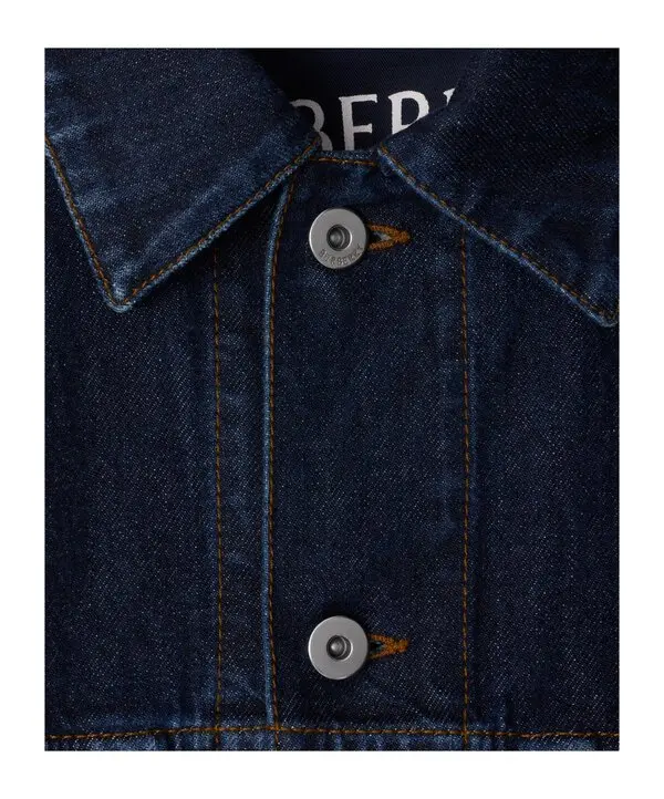 Burberry Button-up Denim Jacket With Equestrian Knight Suede Patches - Indigo