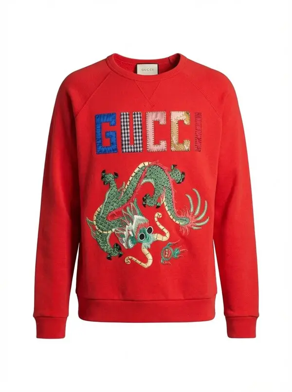 Gucci Embroidered Dragon Sweatshirt - Red