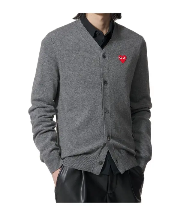 Comme Des Garçons Logo Patch Buttoned Cardigan - Grey