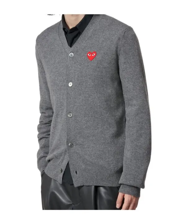 Comme Des Garçons Logo Patch Buttoned Cardigan - Grey