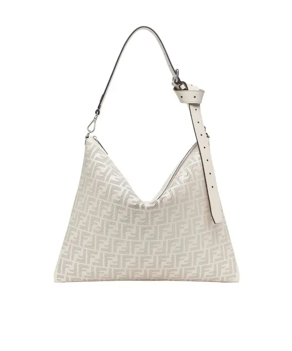 Fendi Camellia Ff Laser-cut Shoulder Bag - White