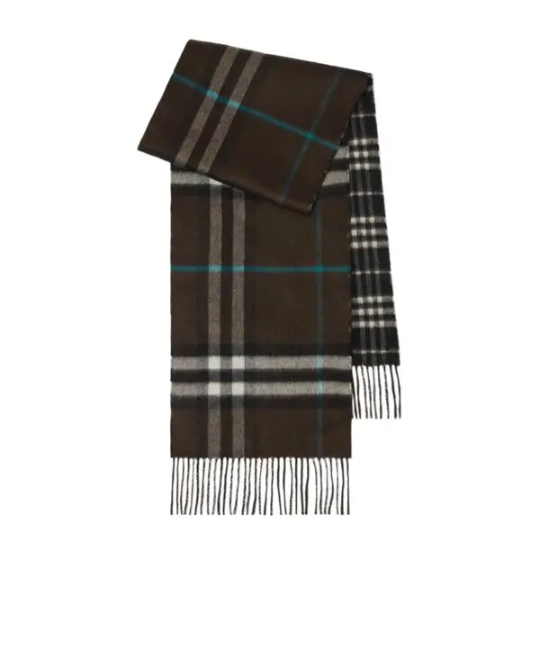 Burberry Reversible Contrast Check Fringed Scarf - Snug/black