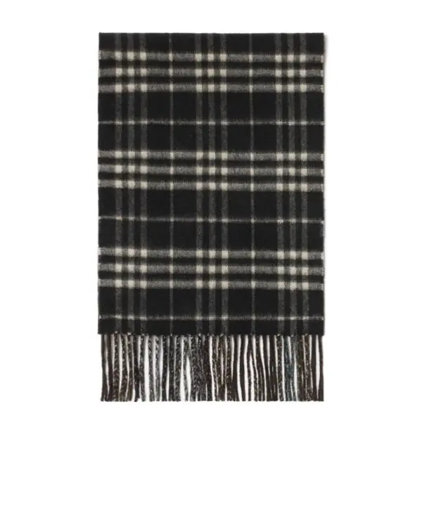 Burberry Reversible Contrast Check Fringed Scarf - Snug/black