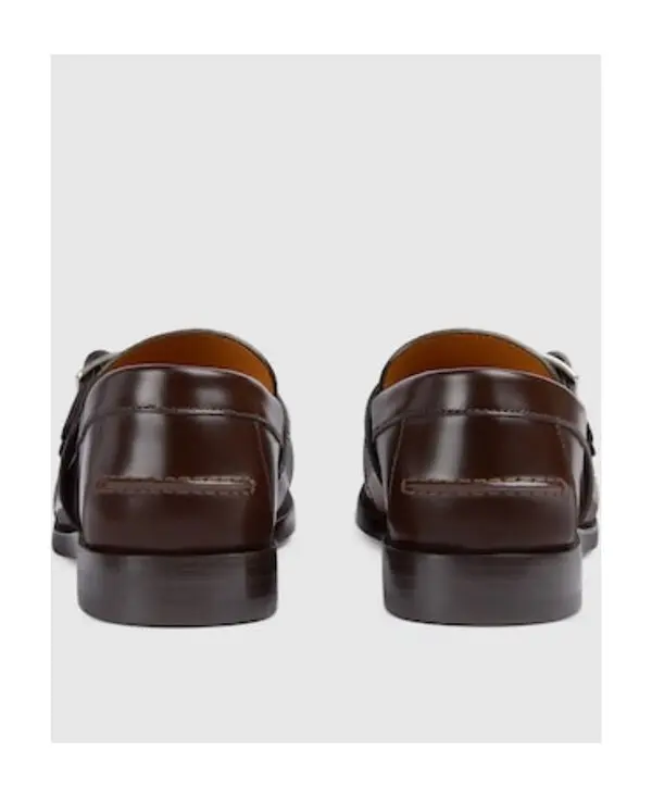 Gucci Leather And Monogram Buckle Loafers