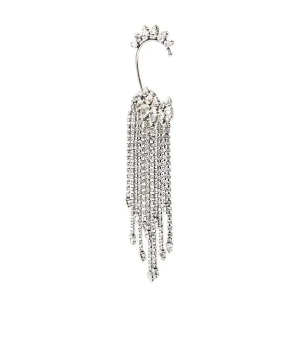 Saint Laurent Crystal Tassel Single Ear Clip - White
