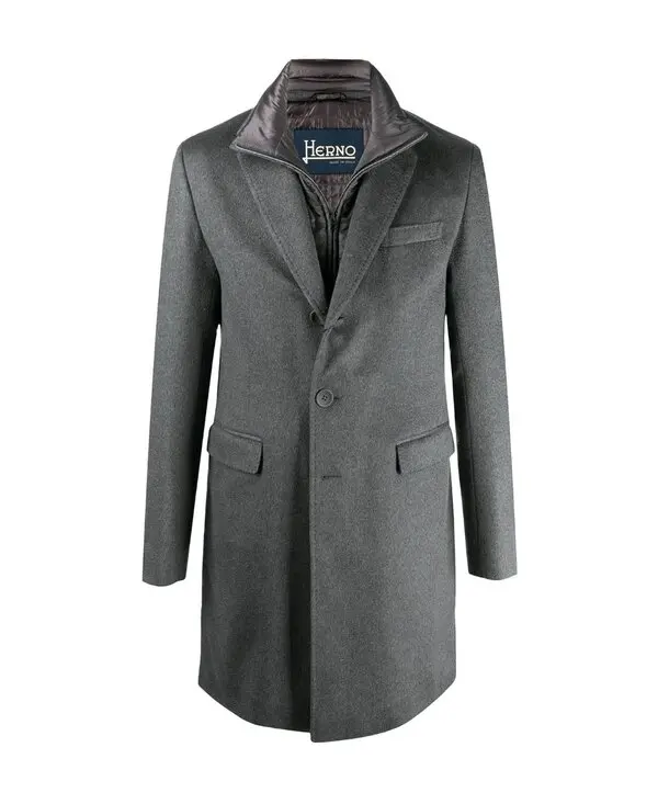 Herno Single-breasted Layered Coat - Black
