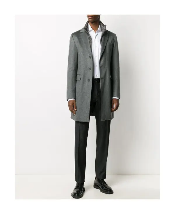Herno Single-breasted Layered Coat - Black