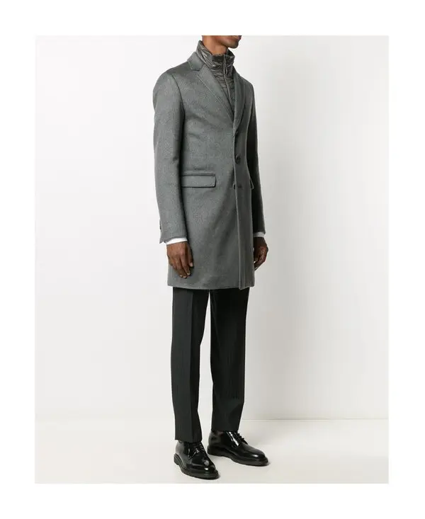 Herno Single-breasted Layered Coat - Black