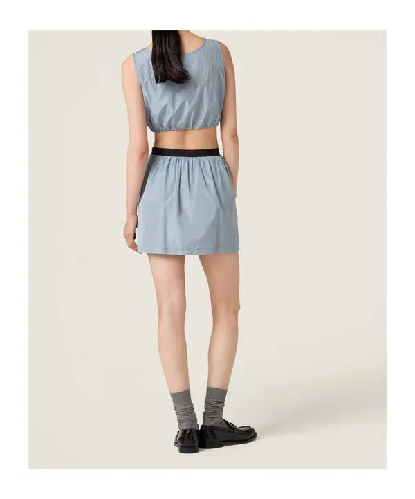 Miu Miu Technical Silk Cropped Top - Stellar Blue