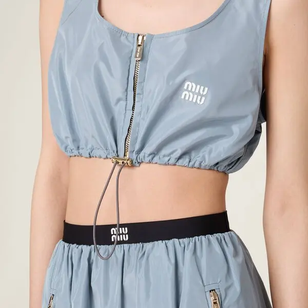 Miu Miu Technical Silk Cropped Top - Stellar Blue