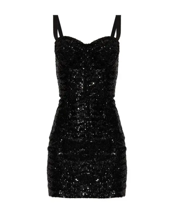 Dolce & Gabbana Sweetheart Neck Sequinned Mini Dress