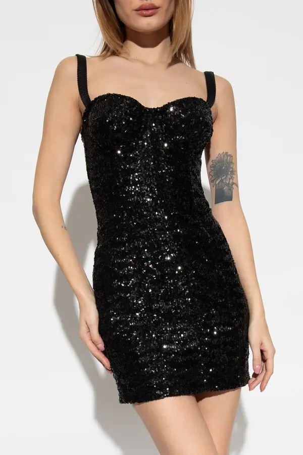 Dolce & Gabbana Sweetheart Neck Sequinned Mini Dress