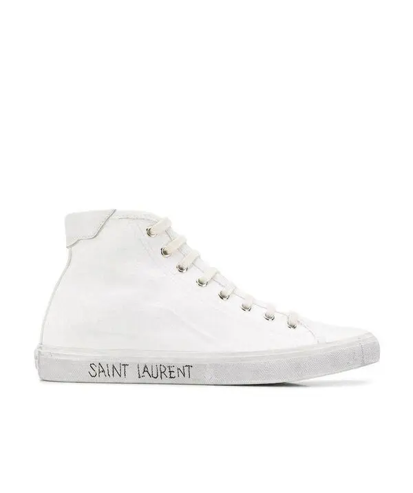 Saint Laurent Malibu Mid-top Lace-up Sneakers - White