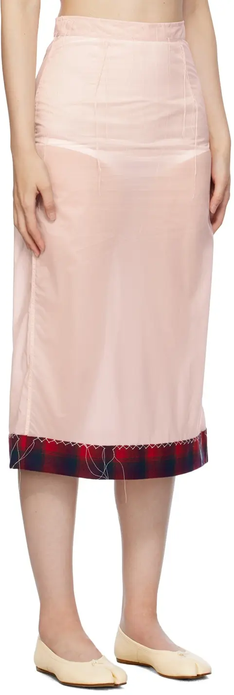 MAISON MARGIELA Semi-sheer Midi Skirt With Raw Edge Hem