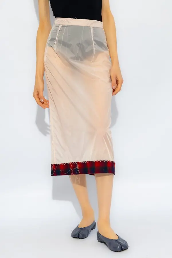 MAISON MARGIELA Semi-sheer Midi Skirt With Raw Edge Hem