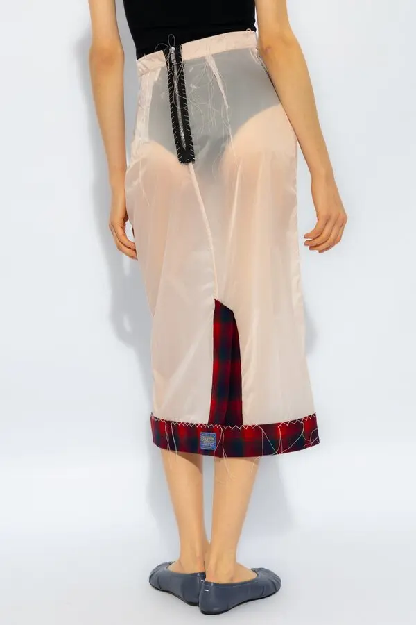 MAISON MARGIELA Semi-sheer Midi Skirt With Raw Edge Hem