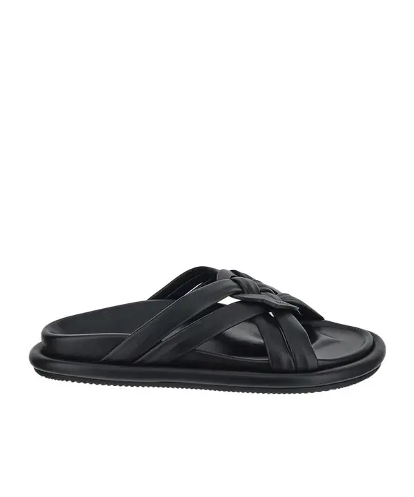 Moncler Logo Embossed Sandals - Black