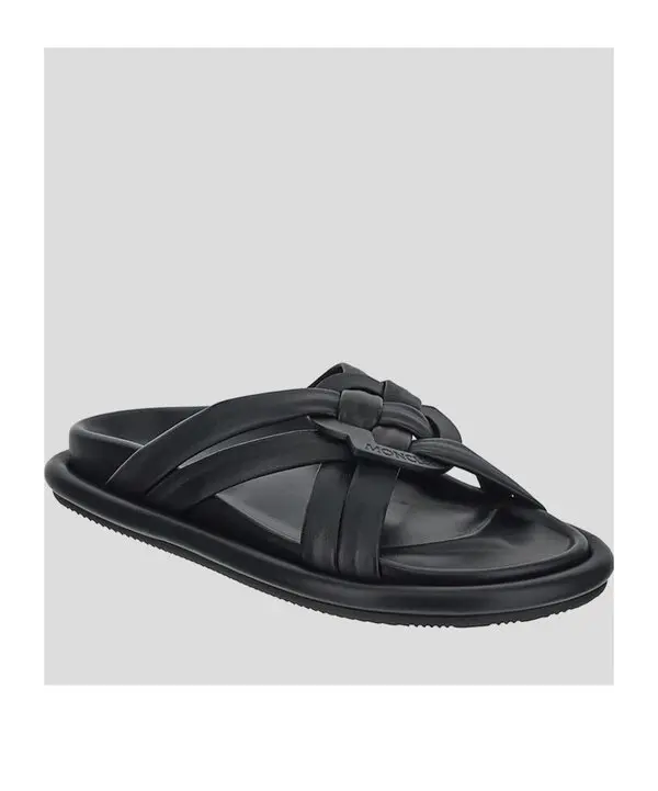 Moncler Logo Embossed Sandals - Black