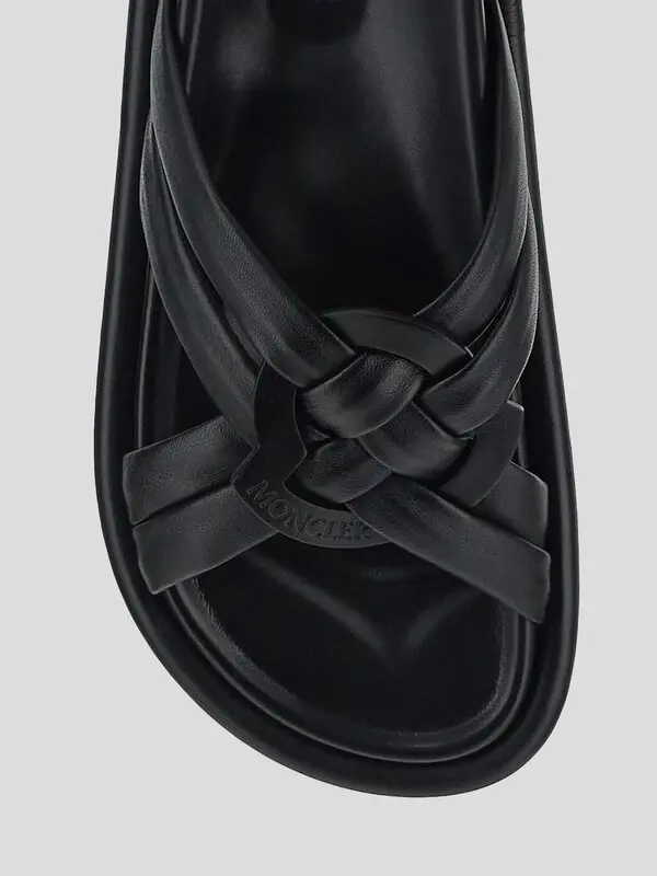 Moncler Logo Embossed Sandals - Black