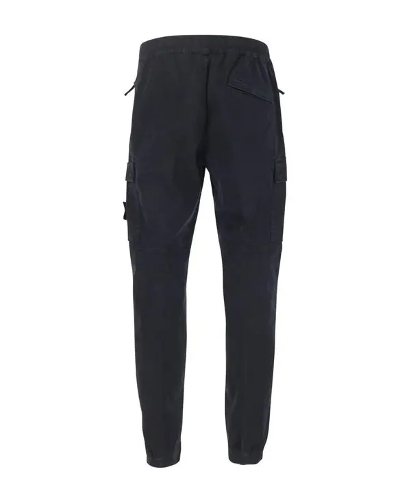 Stone Island Logo Patch Tapered Cargo Trousers - Blue