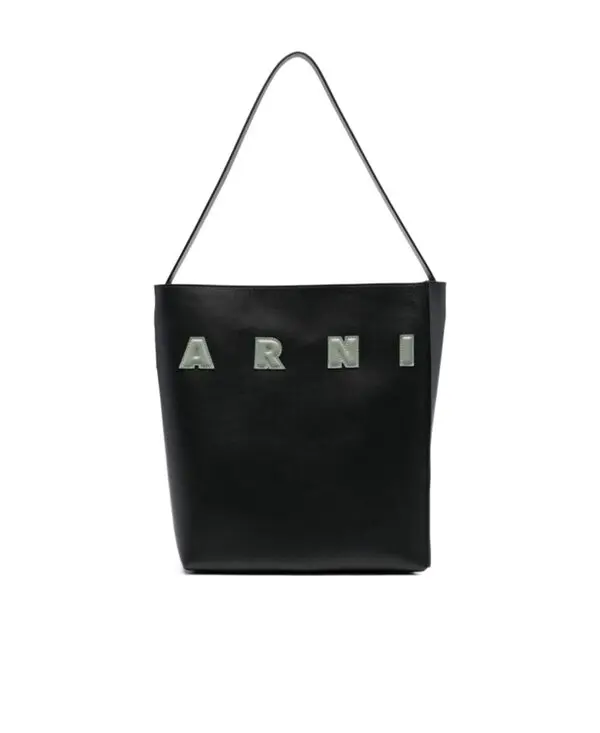 Marni Logo Patch Shoulder Bag - Black