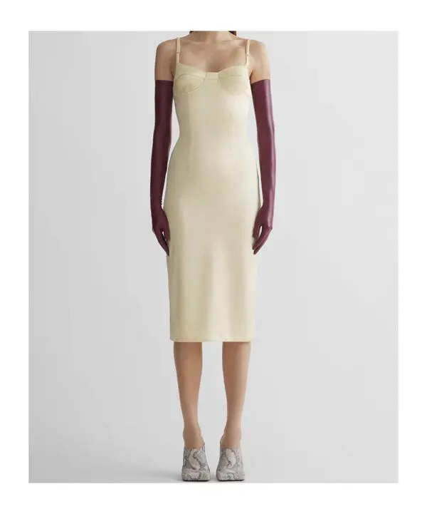 MUGLER Fitted Lingerie Dress - Butter Yellow