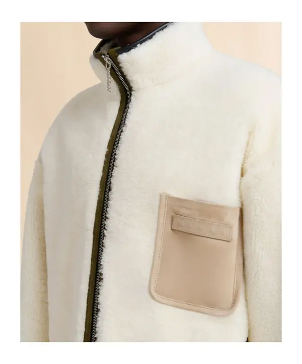 Marni Shearling Jacket With Leather Piping - Cream