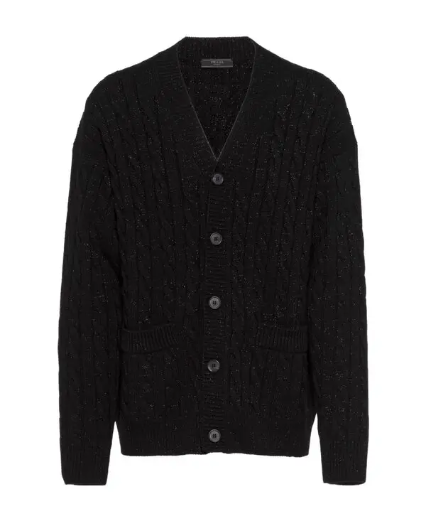 Prada Cable Knit Cardigan - Black