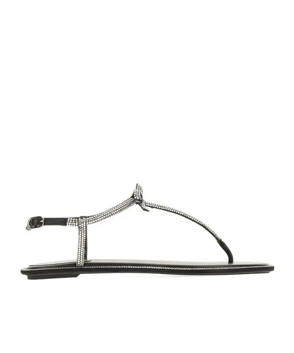 Rene Caovilla Embellished Open Toe Sandals - Black