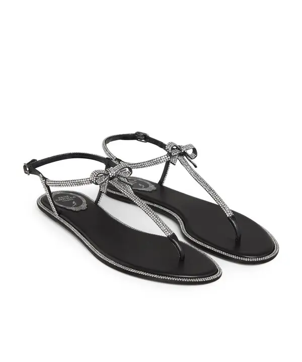 Rene Caovilla Embellished Open Toe Sandals - Black